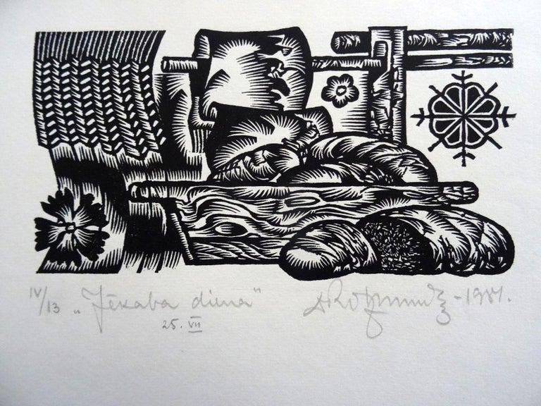 Dainis Rozkalns - Jekabs day. 1984. Paper, linocut, 25x34 cm For Sale ...