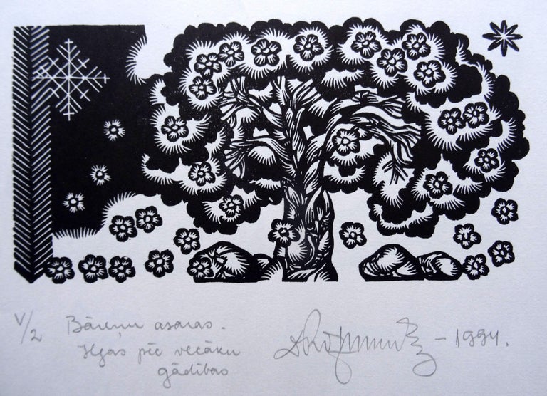 Dainis Rozkalns - Longing for parents. 1994. Paper, linocut, 25x33 cm ...