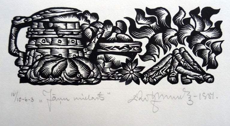 Dainis Rozkalns - Solstice feast. 1984. Paper, linocut, 20x34 cm For ...
