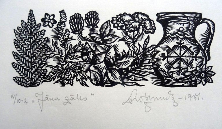 Dainis Rozkalns - Solstice flowers. 1984. Paper, linocut, 20x34 cm For ...
