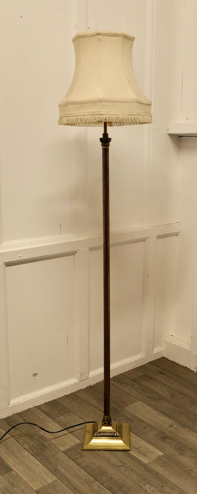 Dainty Cottage Brass Arts and Crafts Floor Lamp For Sale at 1stDibs