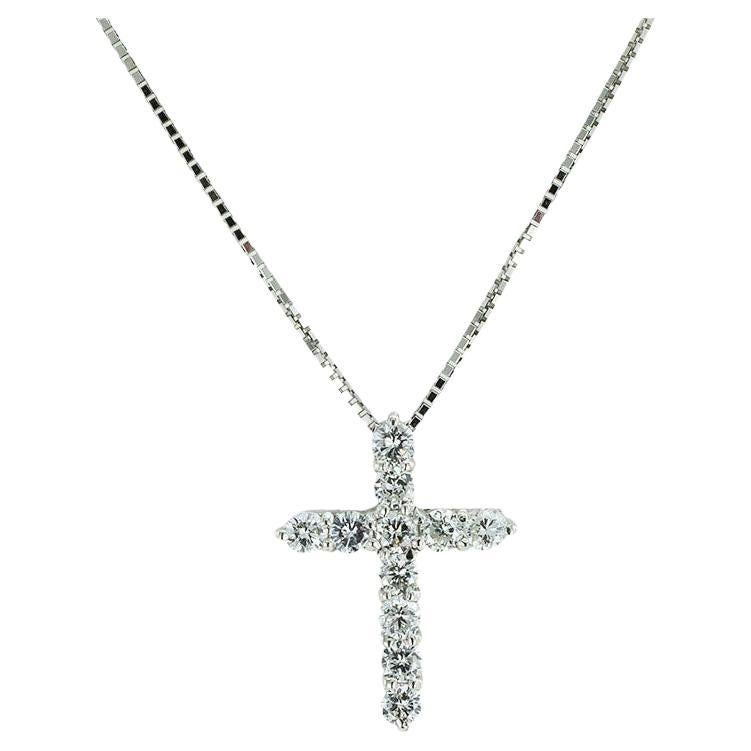 Platinum and Diamond Cross Necklace at 1stDibs | platinum cross