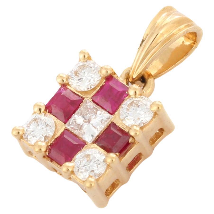 Yellow Gold Ruby Pendant For Sale at 1stDibs