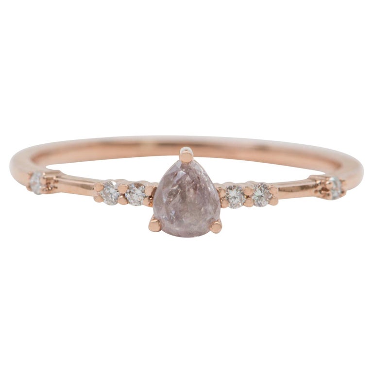 Dainty Natural Pear-Shape Pink Diamond 14k Rose Gold Engagement Ring ...