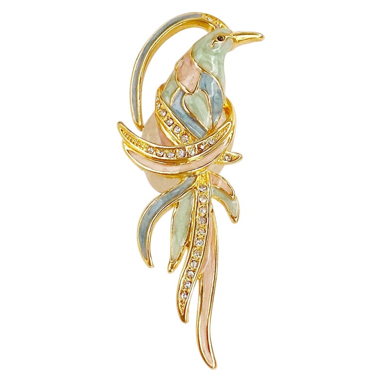 Dainty Pastel Enamel Parrot Brooch By Plainville Stock Co, 1989 at ...