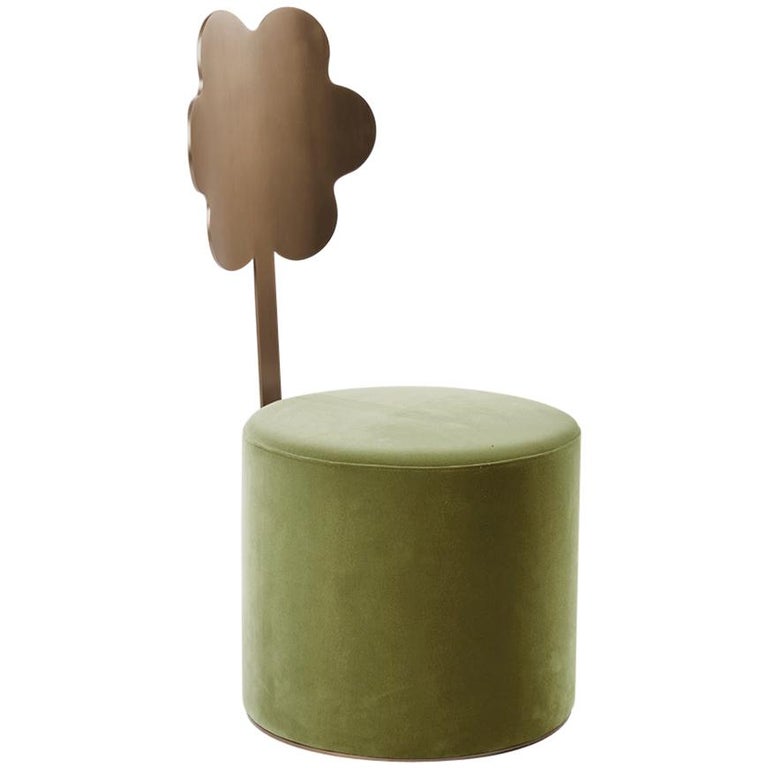 Daisy Contemporary Pouf in Metal and Fabric For Sale at 1stDibs
