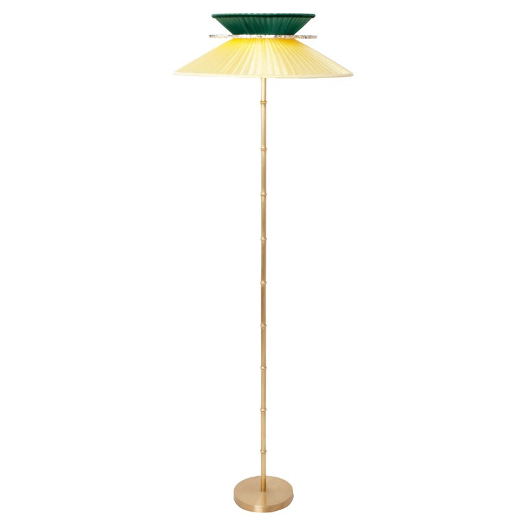 "Daisy" Contemporary Standing 44 Lamp, Sun-Emerald Silk Silvered Glass ...