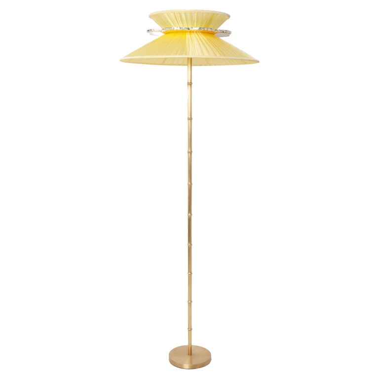 "Daisy" Contemporary Standing 44 Lamp, Sun Silk Silvered Glass, Brass ...