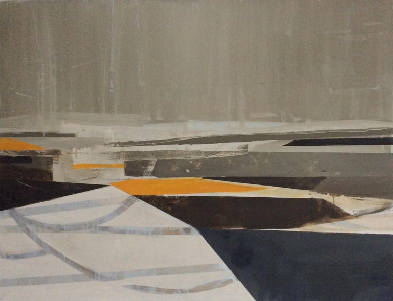 Daisy Cook - Overlay - large abstract landscape oil painting with grey ...