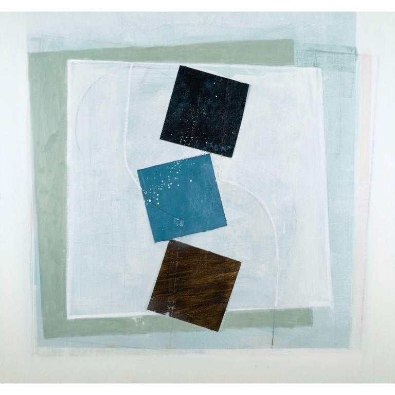 Daisy Cook - Tilting Squares - large abstract painting with blue and ...