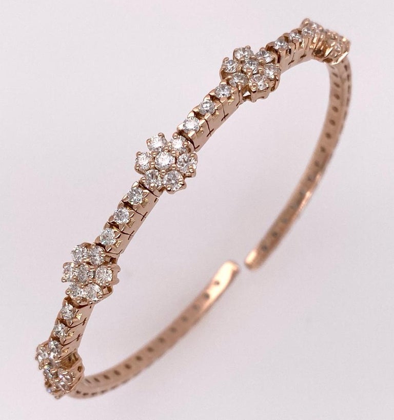 Daisy Diamond Bangle in 18 Karat Rose Gold For Sale at 1stDibs
