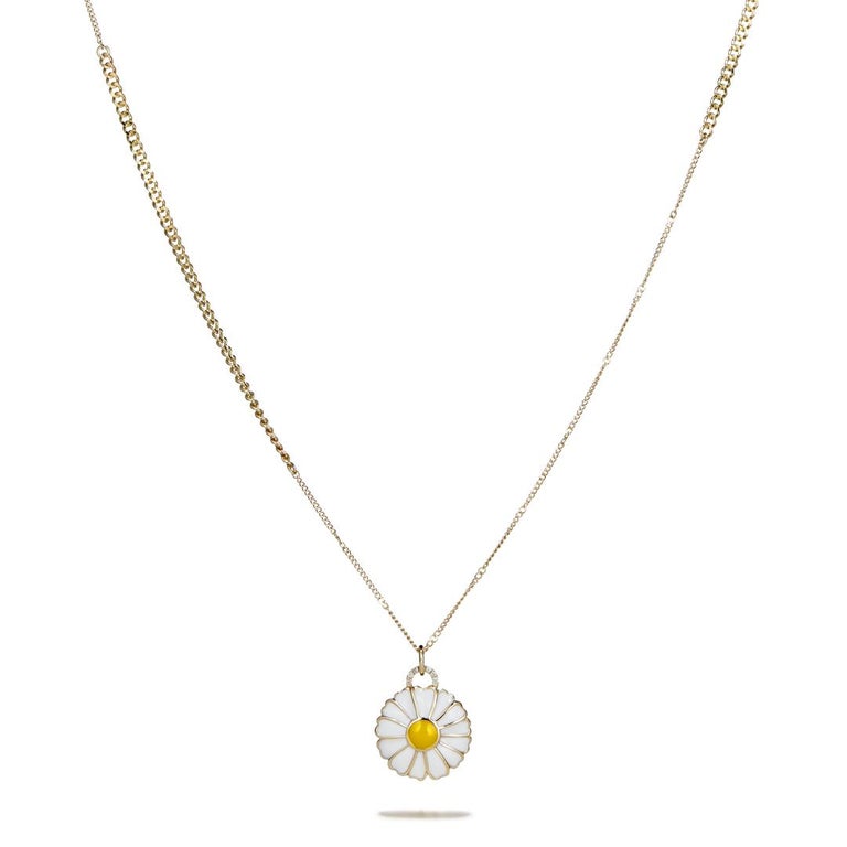 Daisy Enamel Necklace with Diamonds For Sale at 1stDibs