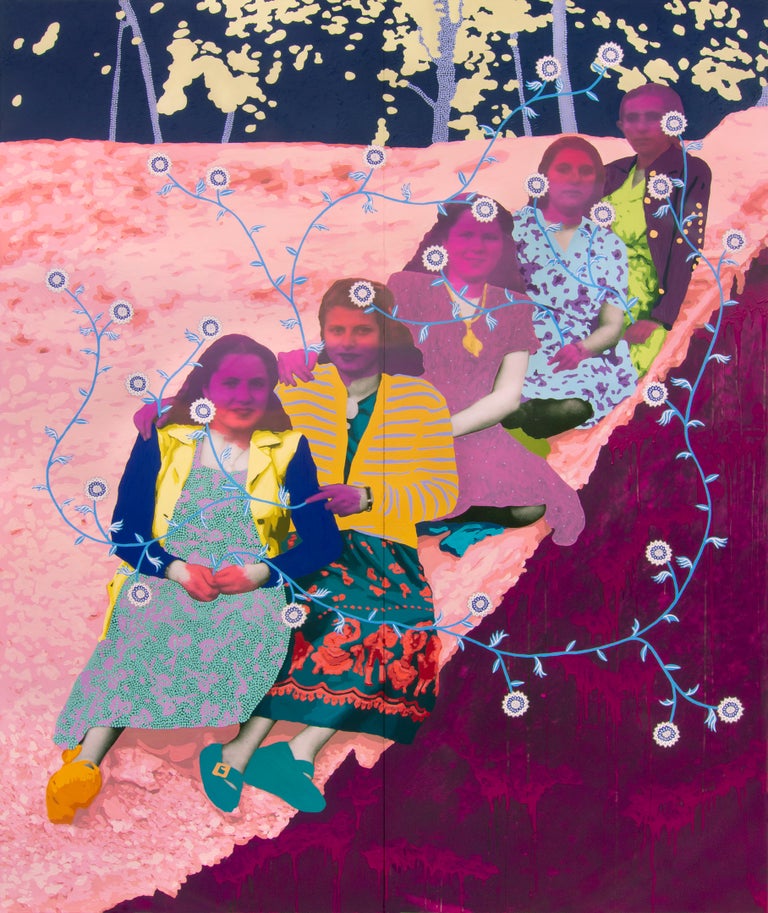 Daisy Patton - Untitled (Five Patterned Women on the Ledge with White ...