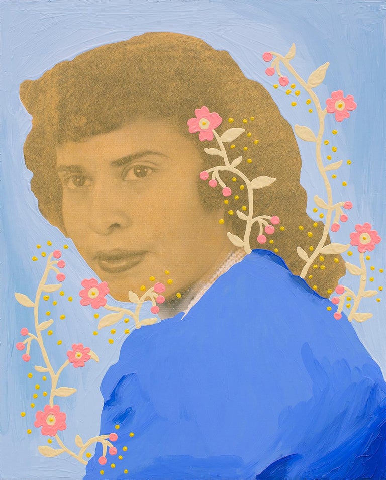 Daisy Patton - Untitled (Gold Woman with Blue) For Sale at 1stDibs