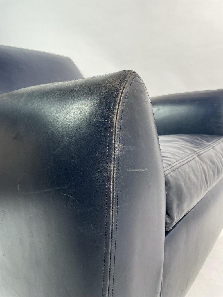 Dakota Jackson Leather Swivel Chair For Sale at 1stDibs