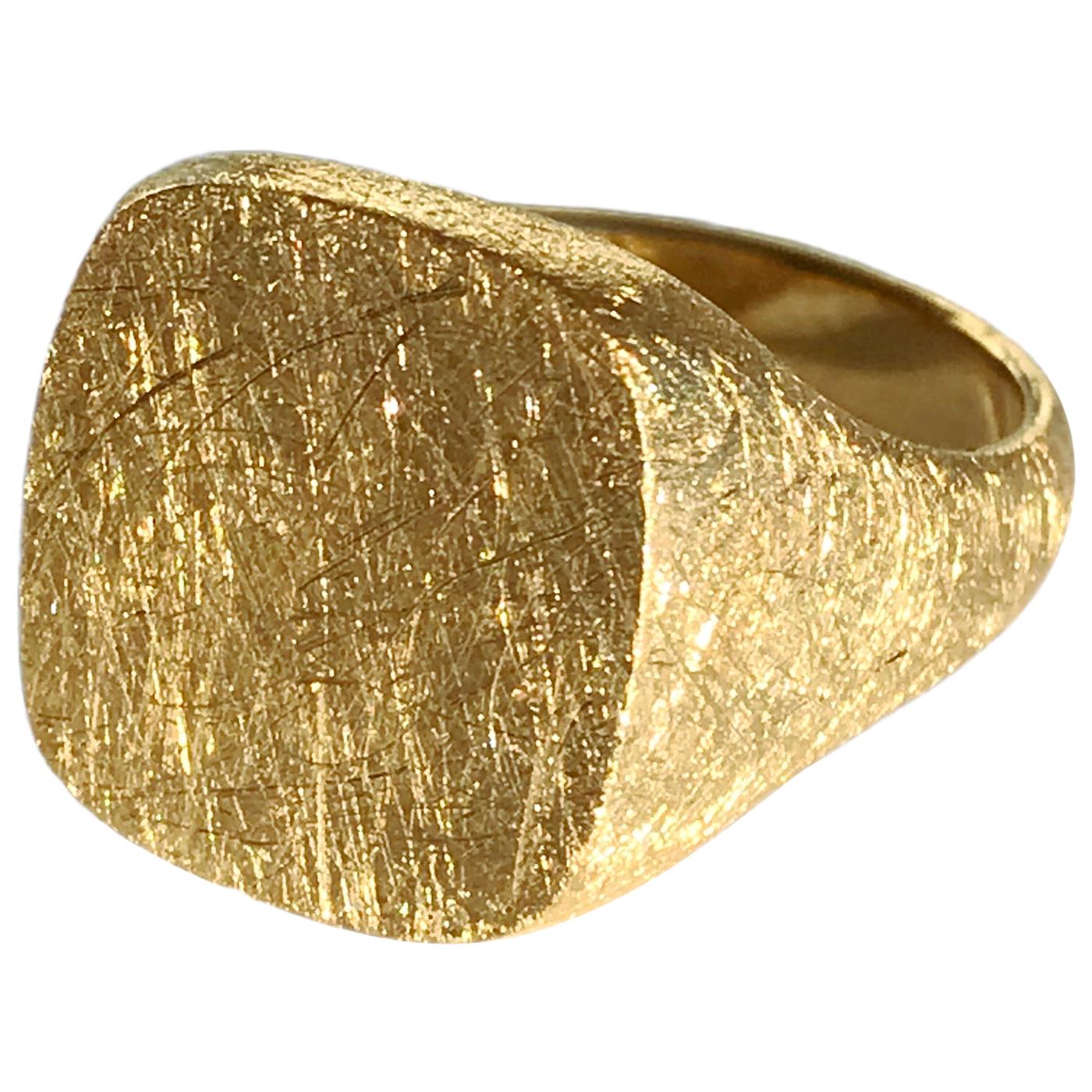 18 Karat Yellow Gold Square Signet Ring Small #21～#28 For Sale at 1stDibs
