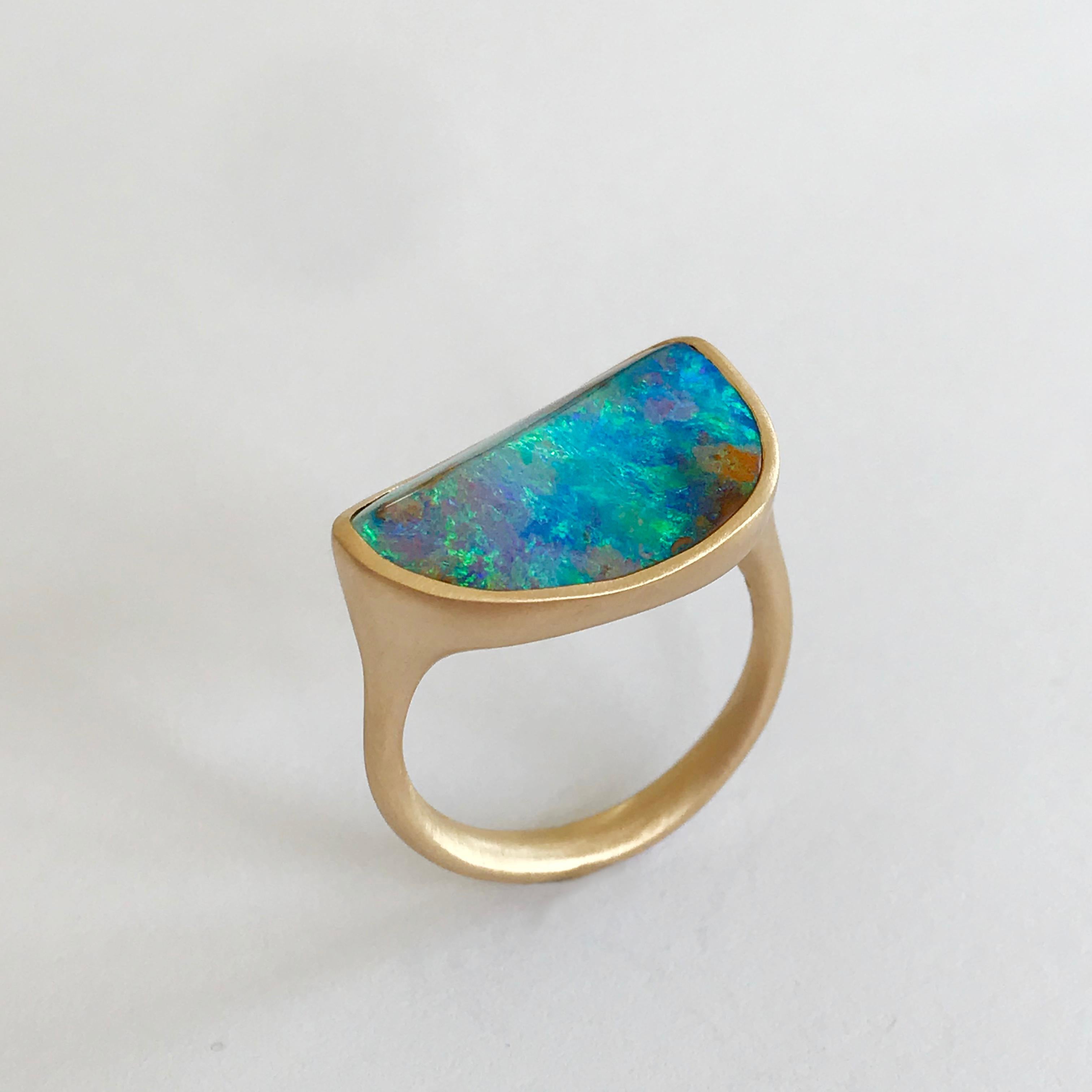 Dalben Australian Boulder Opal Yellow Gold Ring at 1stDibs | boulder ...