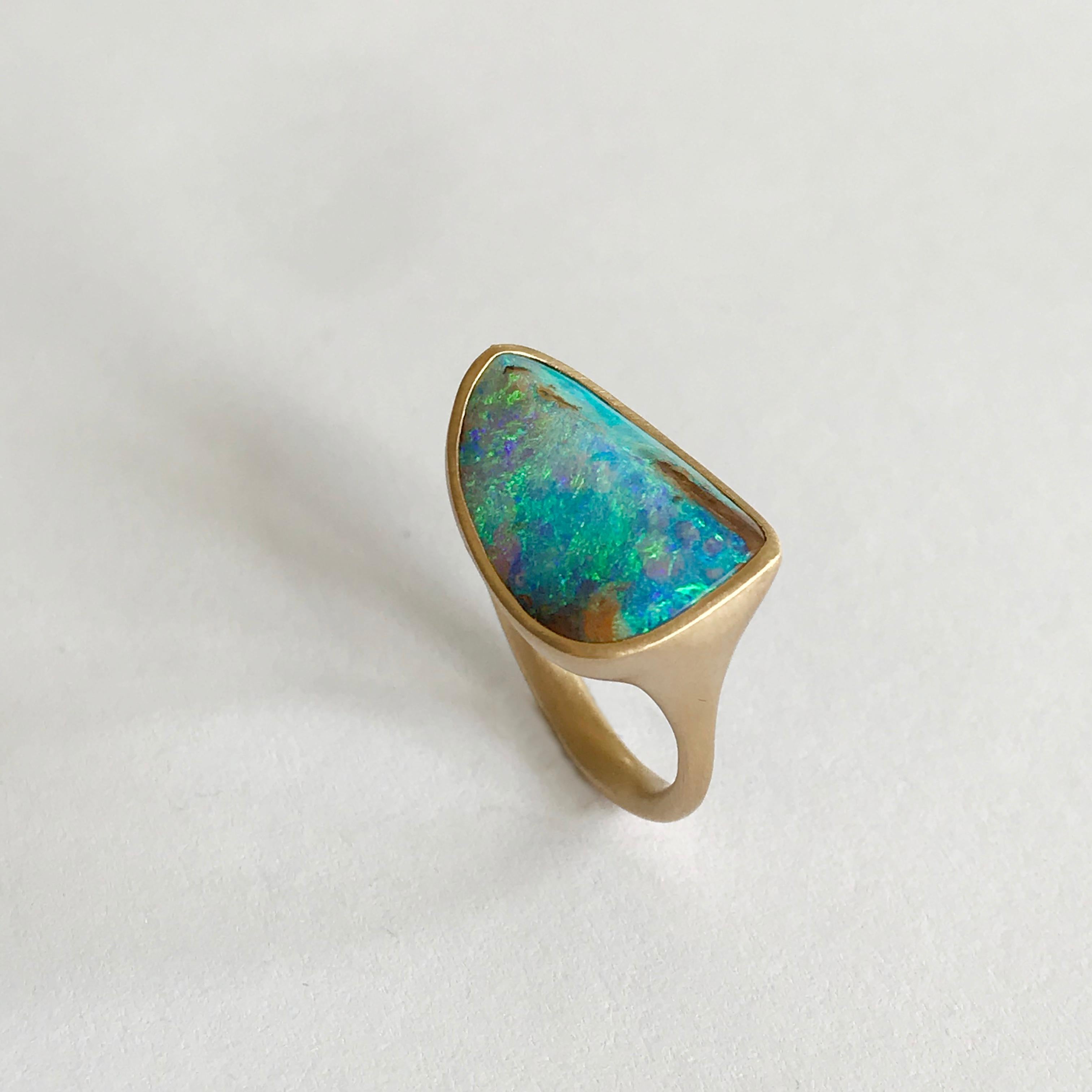 Dalben Australian Boulder Opal Yellow Gold Ring at 1stDibs | boulder ...