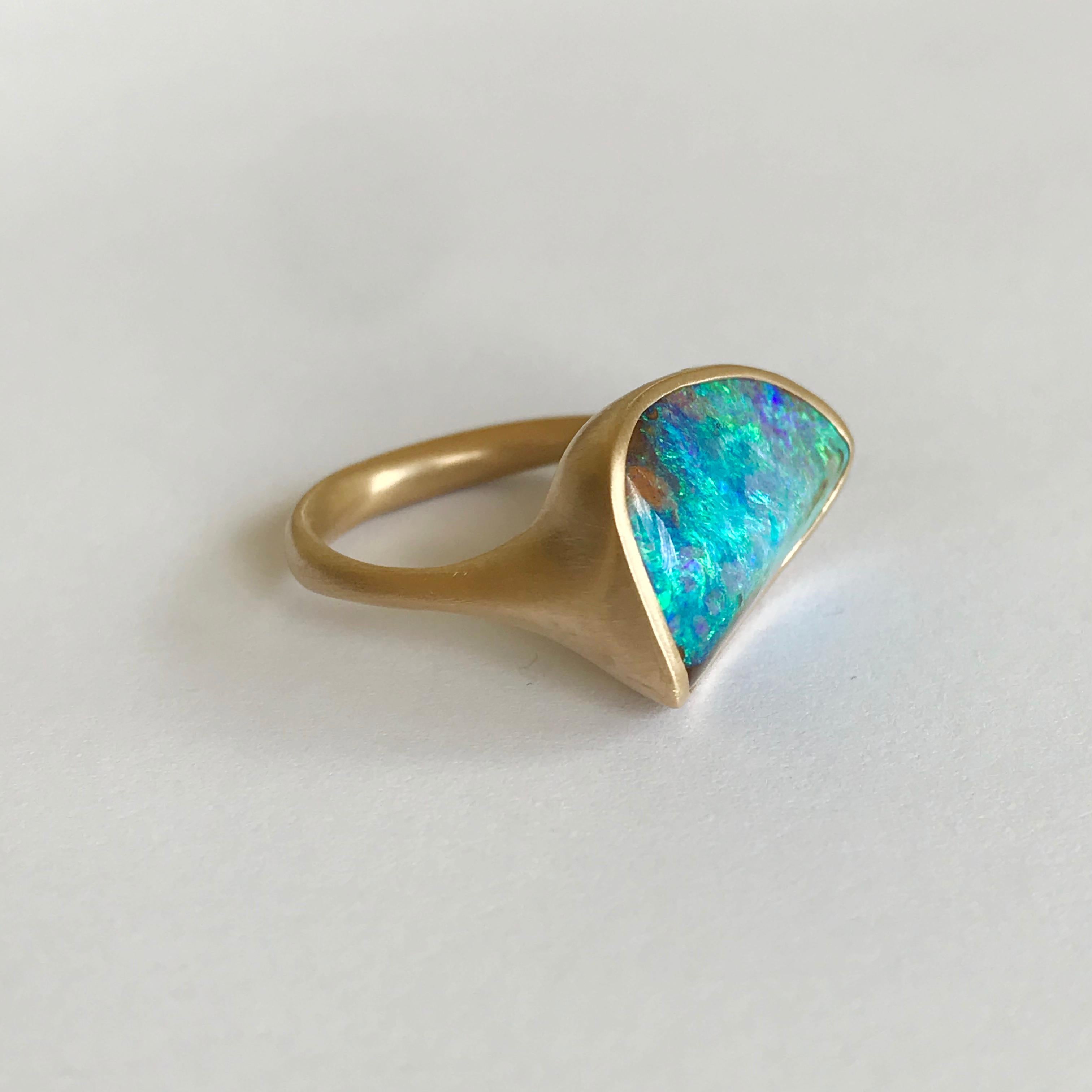 Dalben Australian Boulder Opal Yellow Gold Ring at 1stDibs | boulder ...