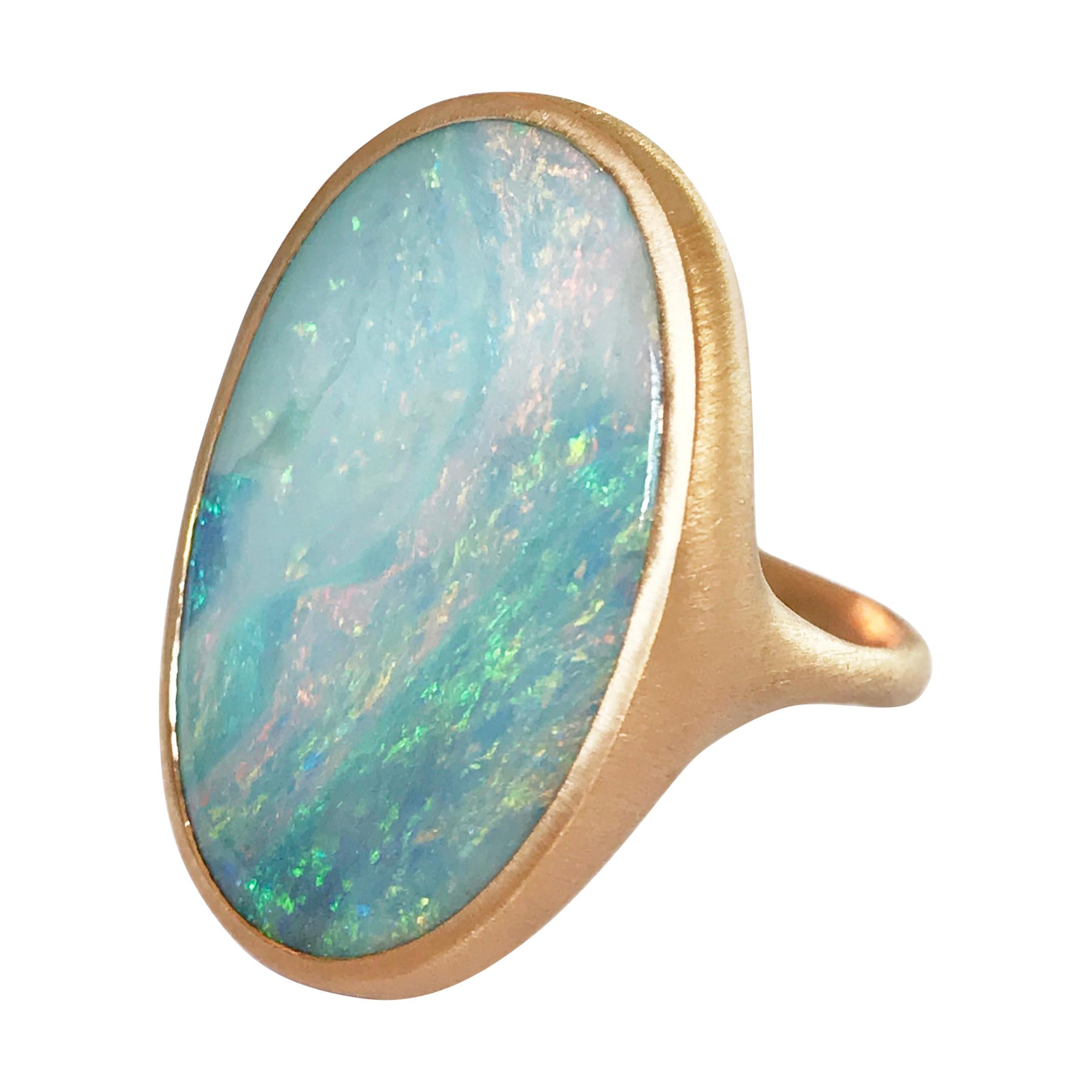 Dalben Oval Australian Boulder Opal Rose Gold Ring For Sale at 1stDibs