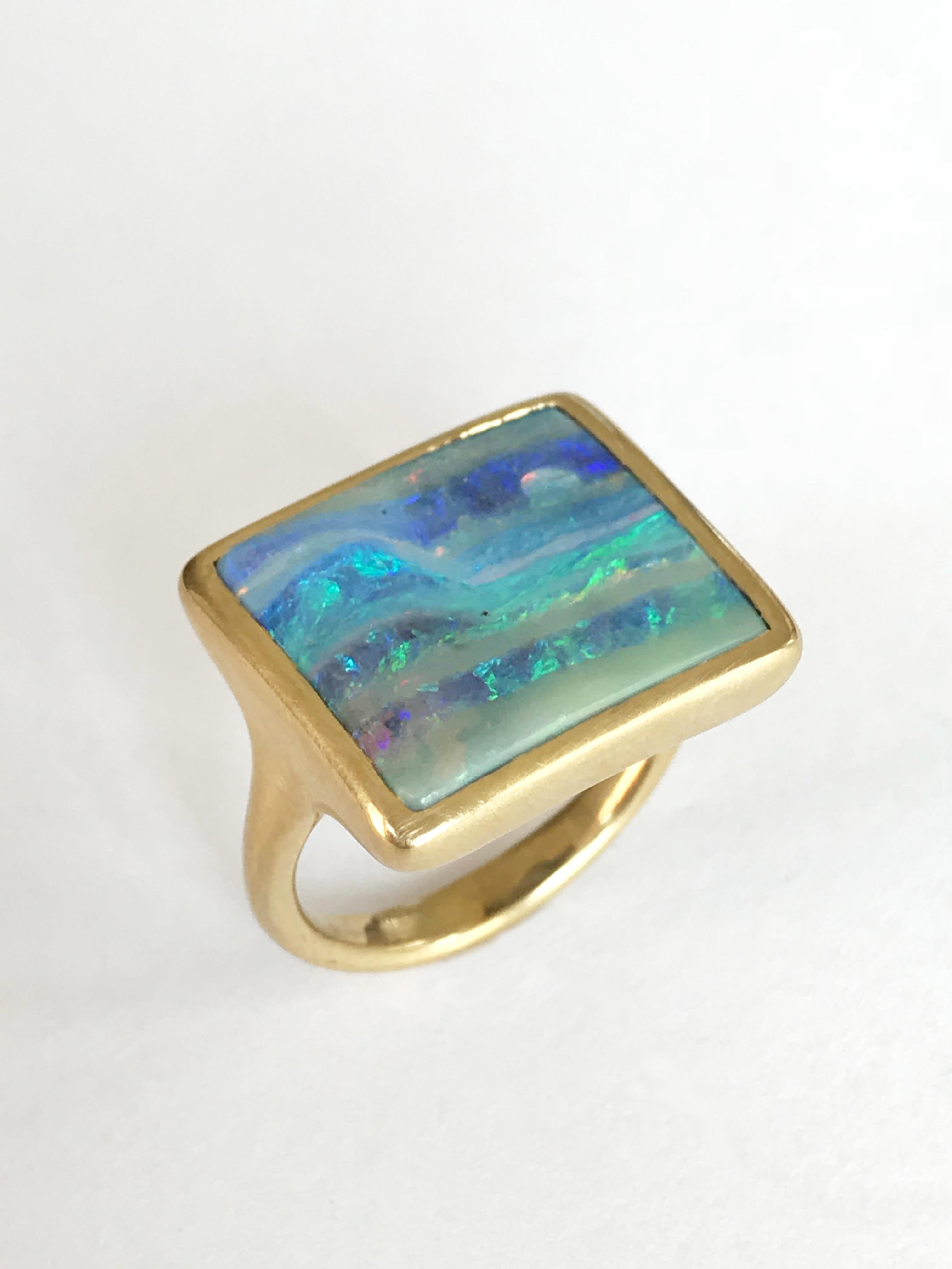 Dalben Design Blue Green Australian Boulder Opal Rectangular Yellow ...