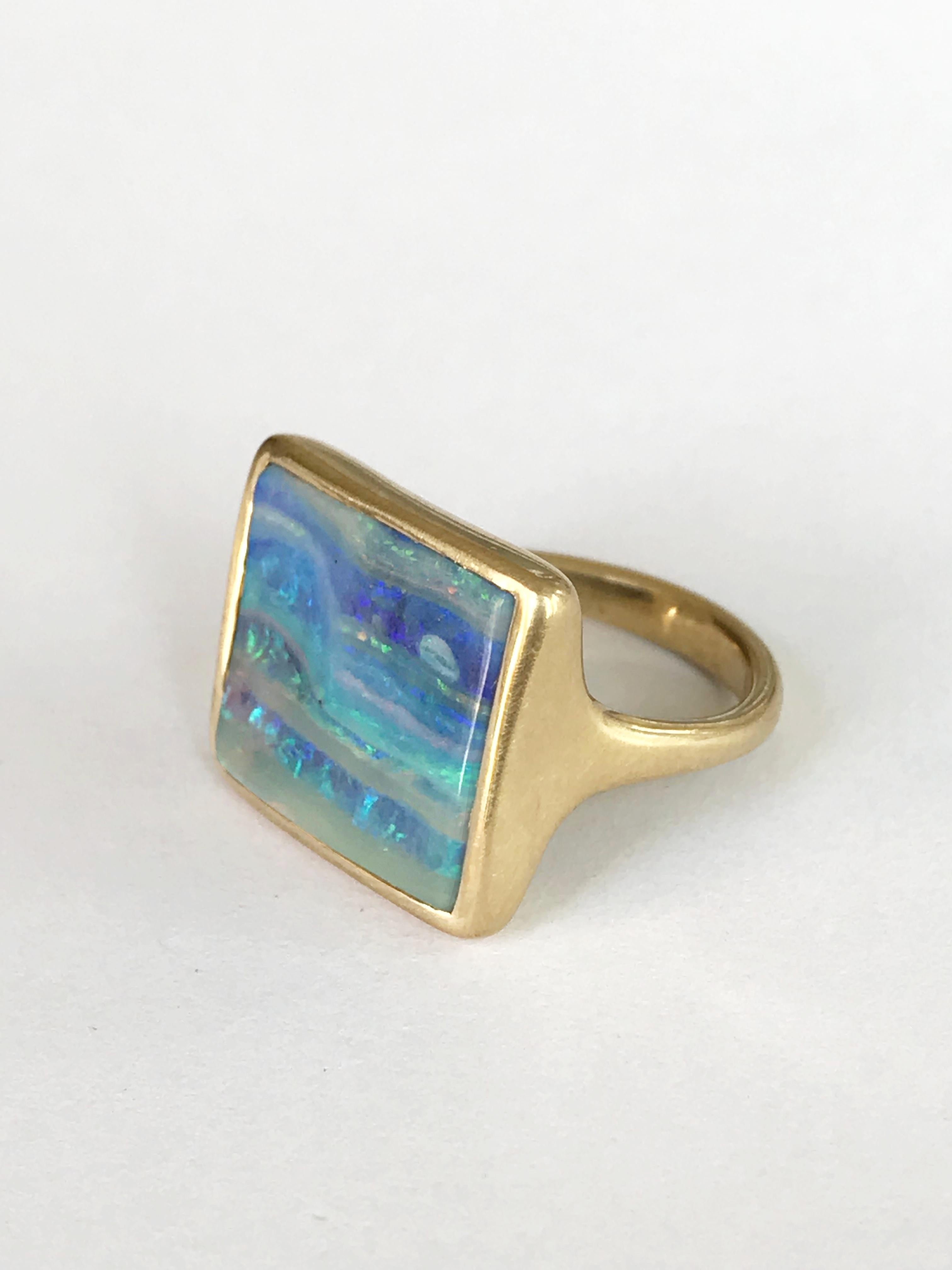 Dalben Design Blue Green Australian Boulder Opal Rectangular Yellow ...