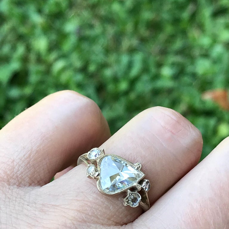 Dalben Drop Shape Rose Cut Diamond Lily of the Valley Gold Ring at ...