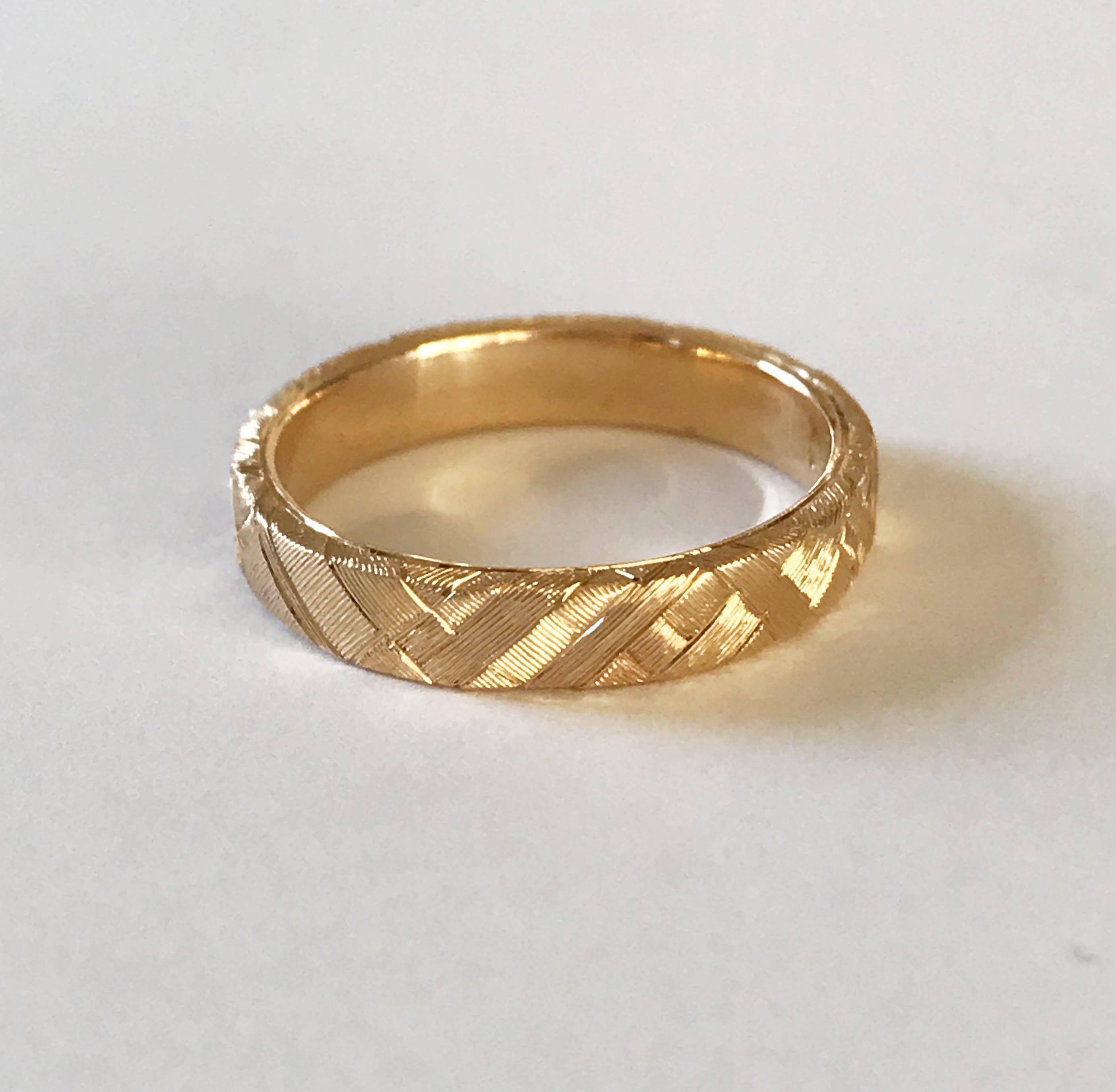Dalben Hand Engraved Small Gold Band Ring at 1stDibs | small gold rings ...