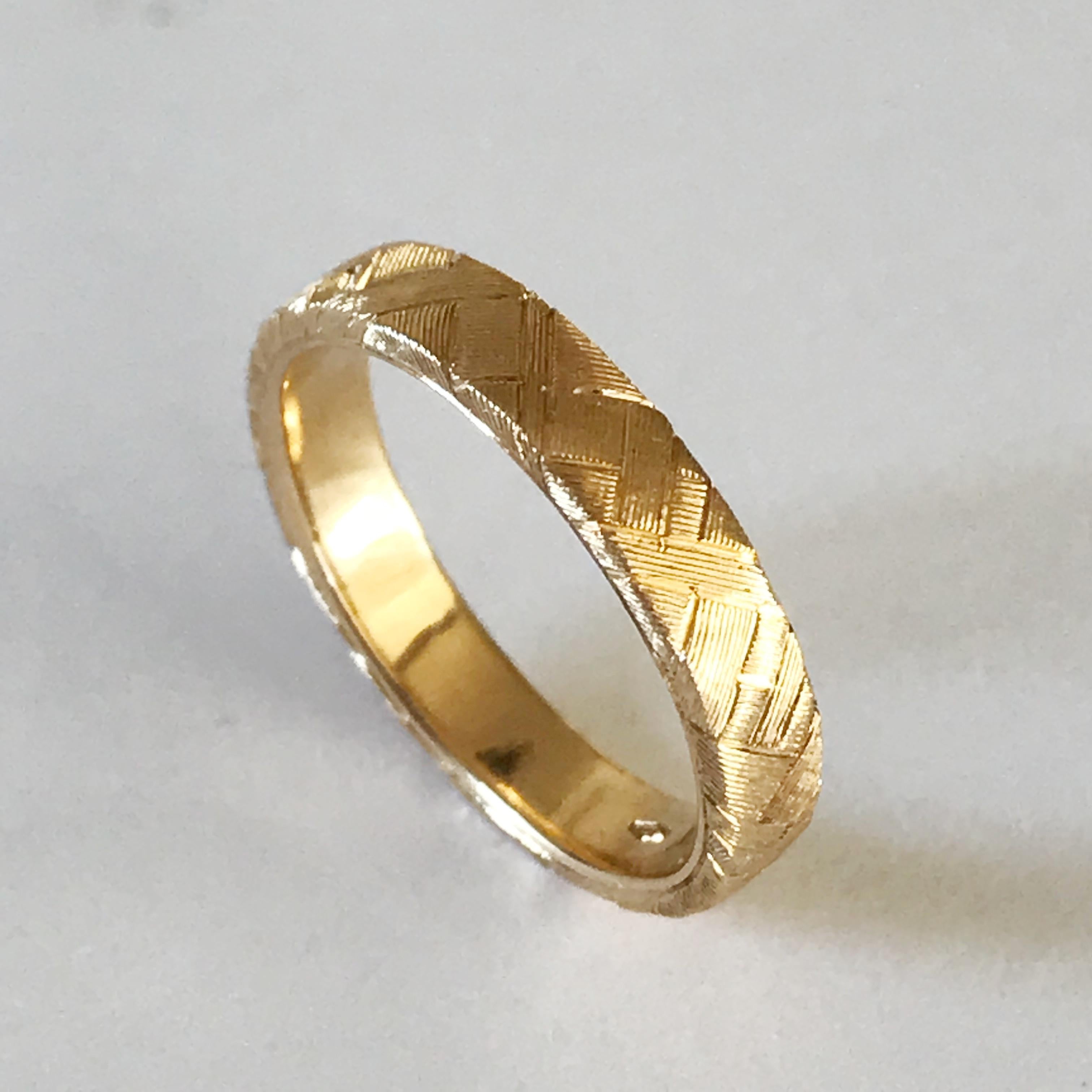 Dalben Hand Engraved Small Gold Band Ring at 1stDibs | small gold rings ...