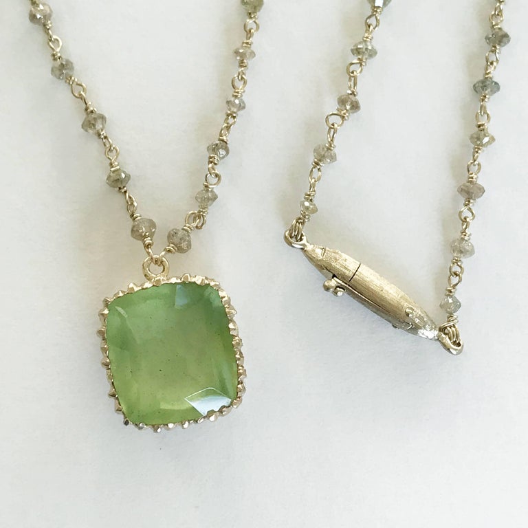 Dalben Green Aquamarine Diamond Gold Rosary Necklace at 1stDibs | gold ...