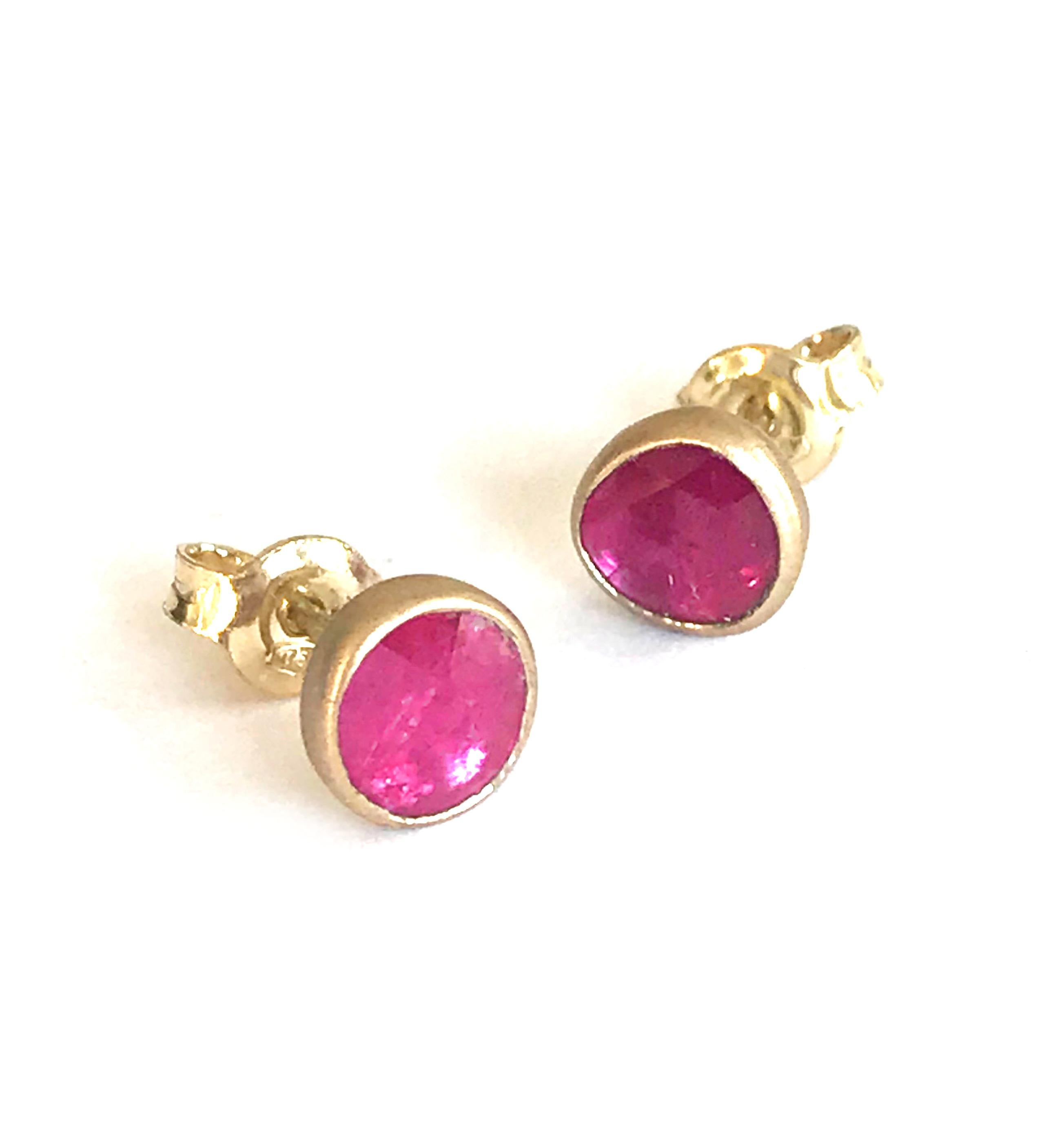 Dalben Irregular Shape Rose Cut Slice Ruby Yellow Gold Earrings at ...