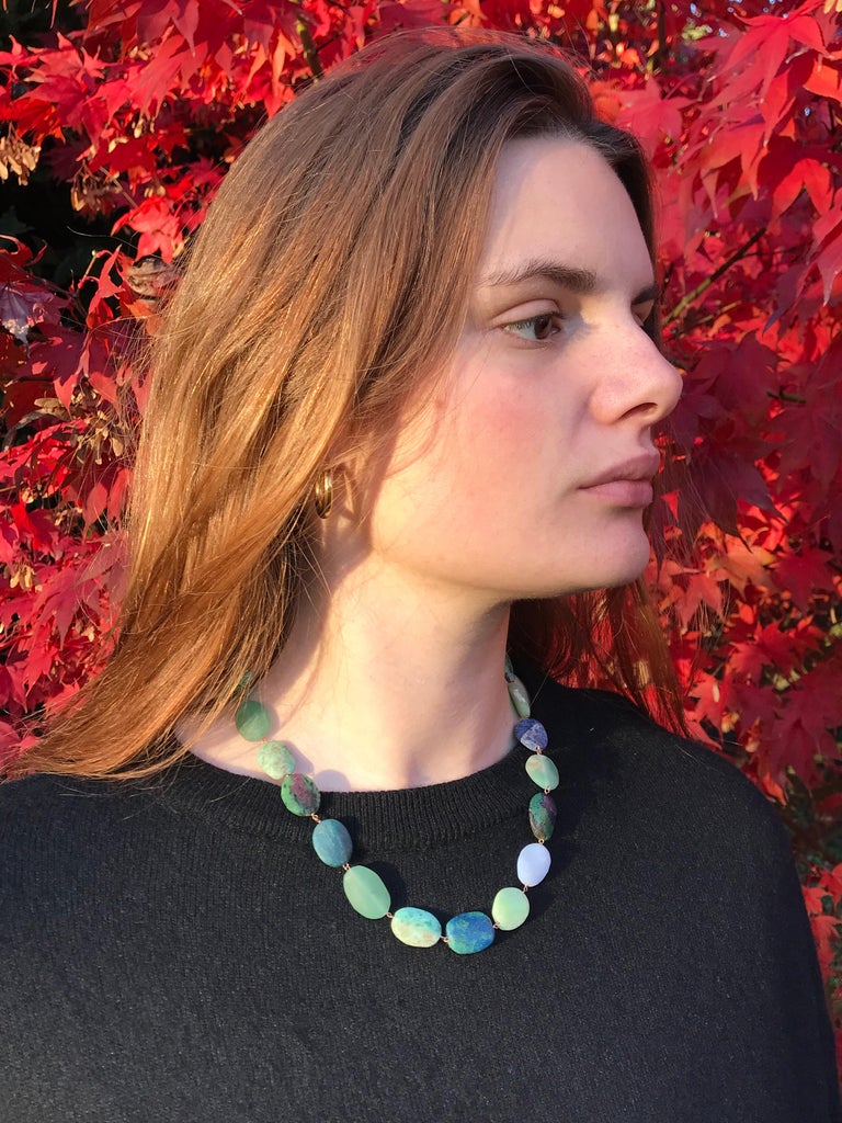 Dalben Mixed Natural Stones Rose Gold Necklace For Sale at 1stDibs