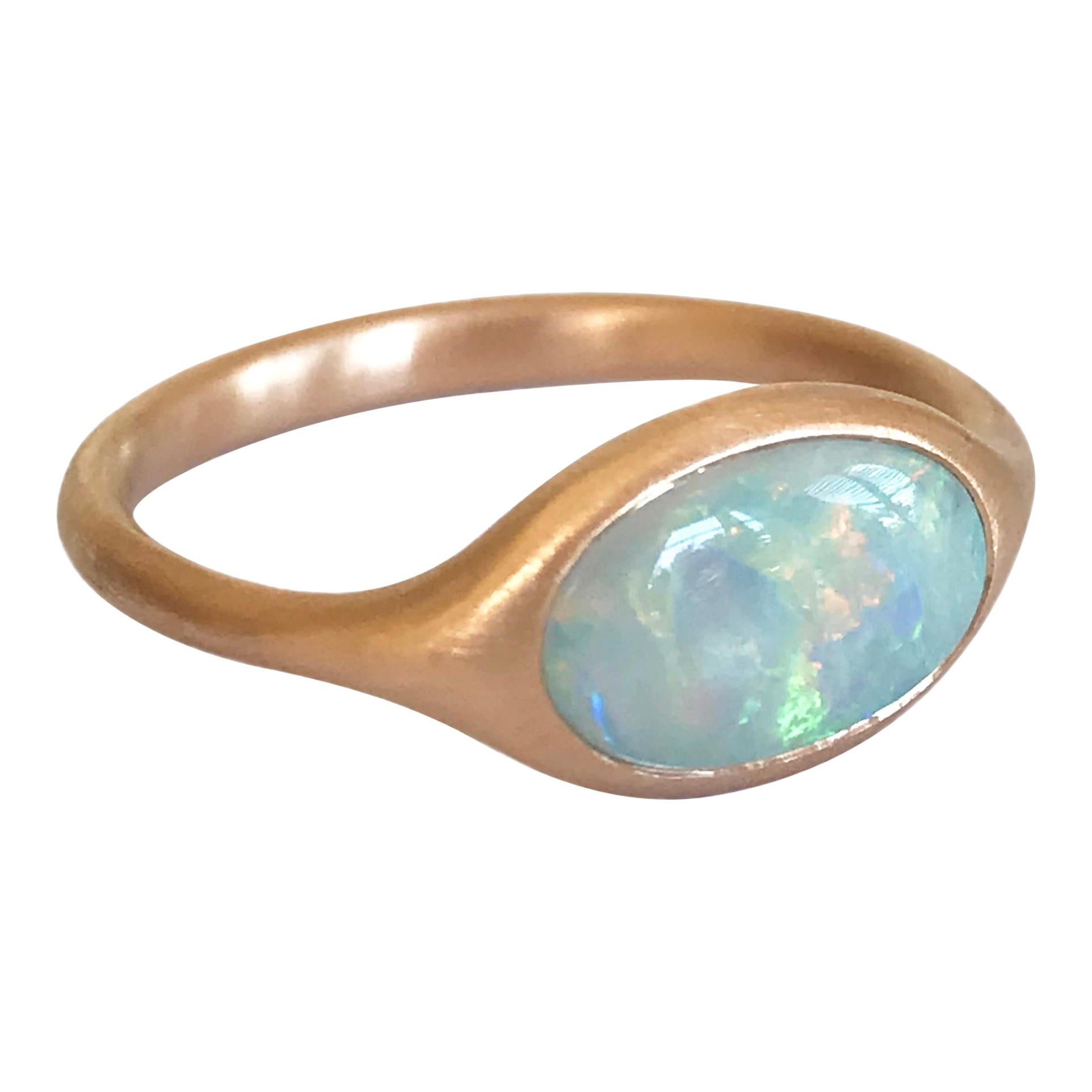 Dalben Lightning Ridge Oval Australian Crystal Opal Rose Gold Ring at ...