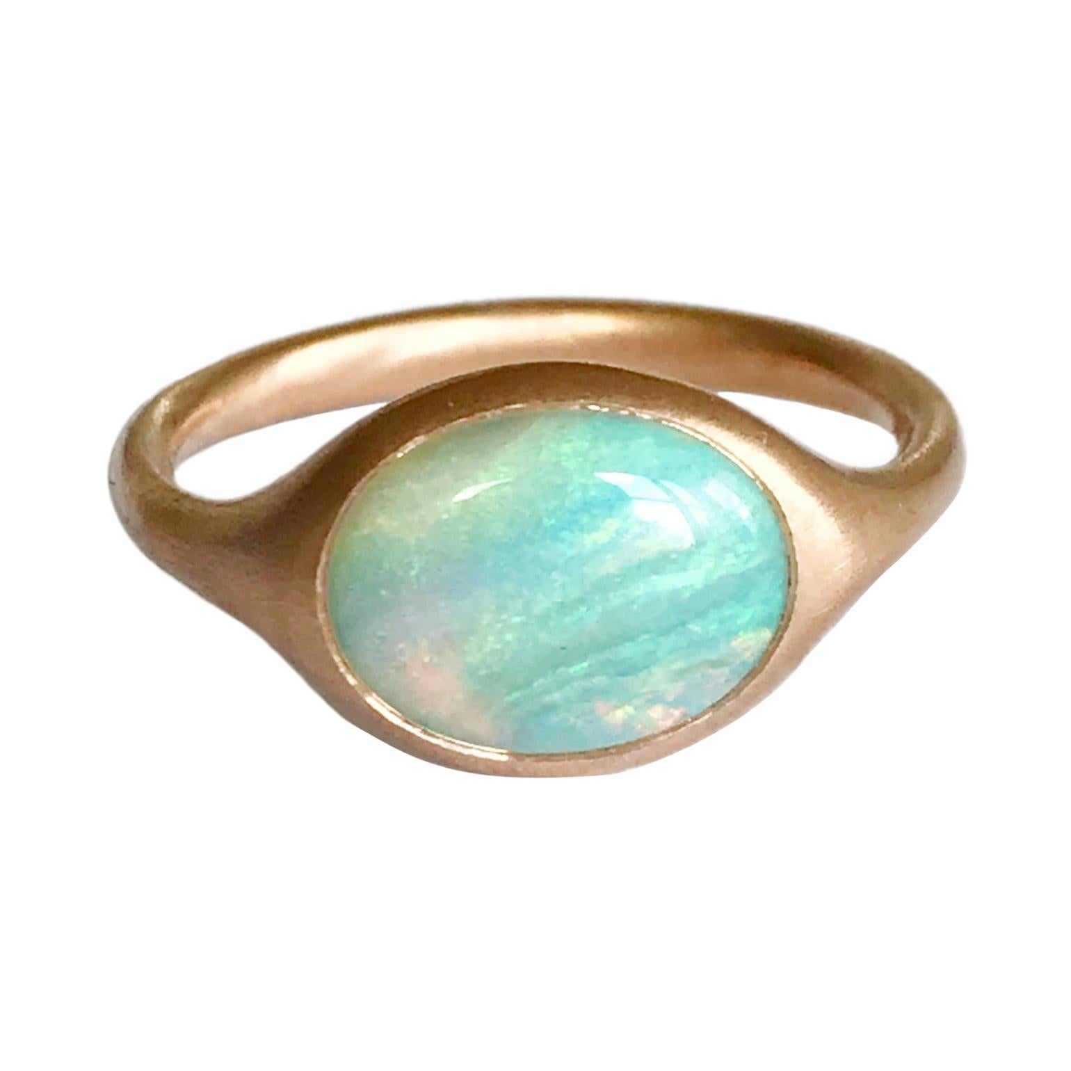 Dalben Oval Australian Boulder Opal Rose Gold Ring For Sale at 1stDibs
