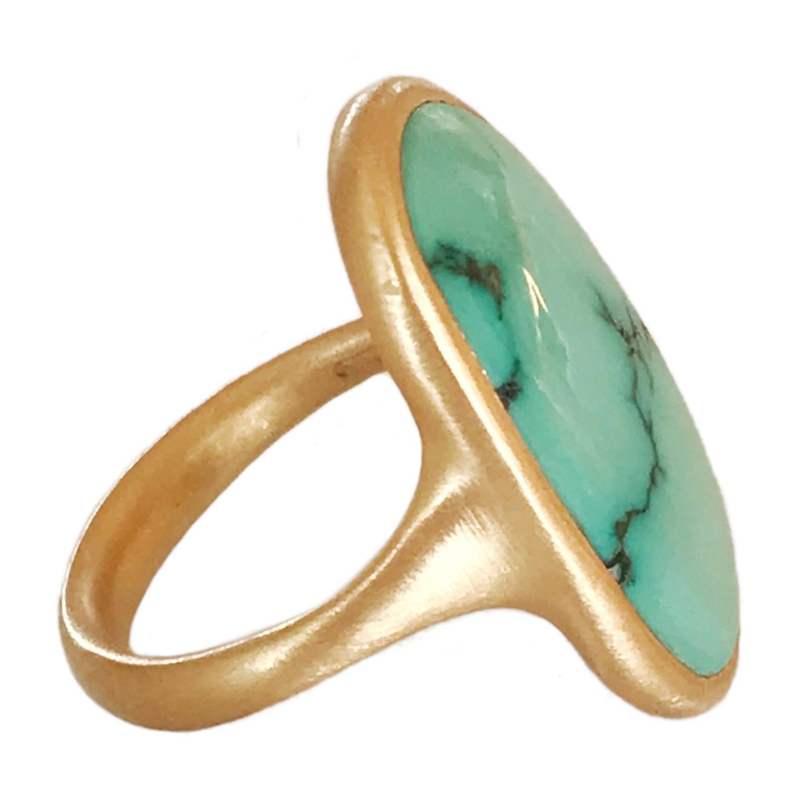 French 1960s Persian Turquoise and Diamond Set Gold Ring at 1stDibs
