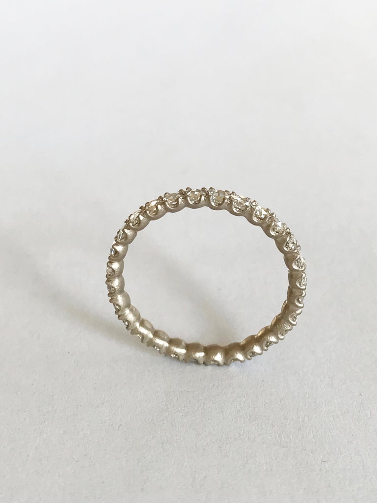Dalben Rose Cut Diamonds White Gold Small Band Ring For Sale at 1stDibs