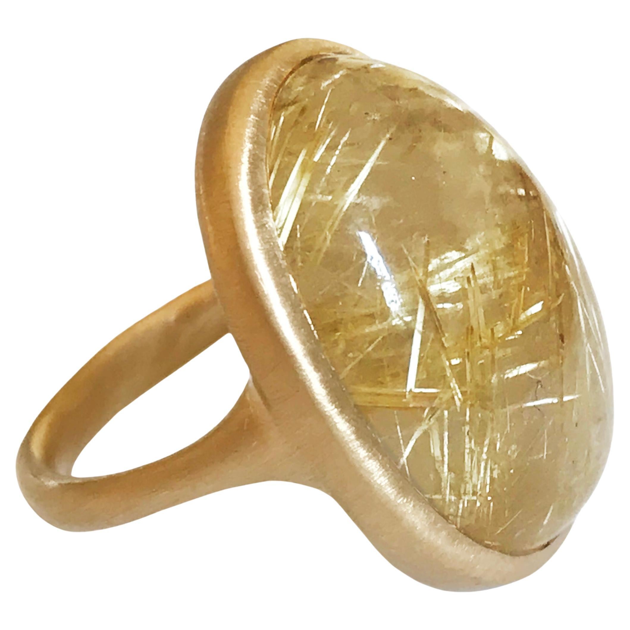 Emerald-cut Rutilated Quartz and Diamond Ring at 1stDibs