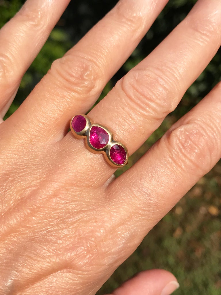 Dalben Trilogy Rose Cut Slice Ruby Yellow Gold Ring For Sale at 1stDibs