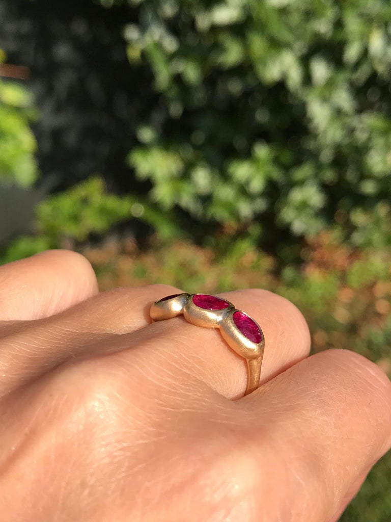 Dalben Trilogy Rose Cut Slice Ruby Yellow Gold Ring For Sale at 1stDibs