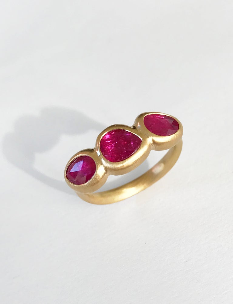 Dalben Trilogy Rose Cut Slice Ruby Yellow Gold Ring For Sale at 1stDibs
