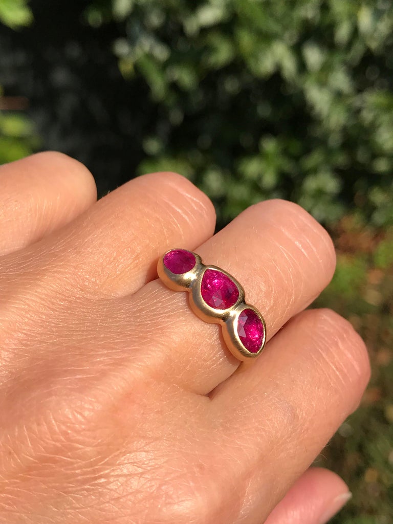 Dalben Trilogy Rose Cut Slice Ruby Yellow Gold Ring For Sale at 1stDibs