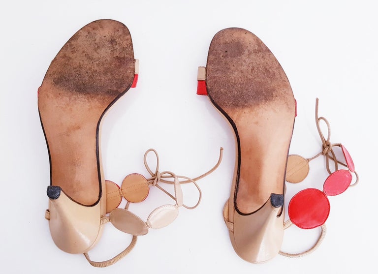 Dalco' Roma for Valentino Open High Heels circular red/beige design ...