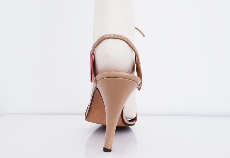 Dalco' Roma for Valentino Open High Heels circular red/beige design ...