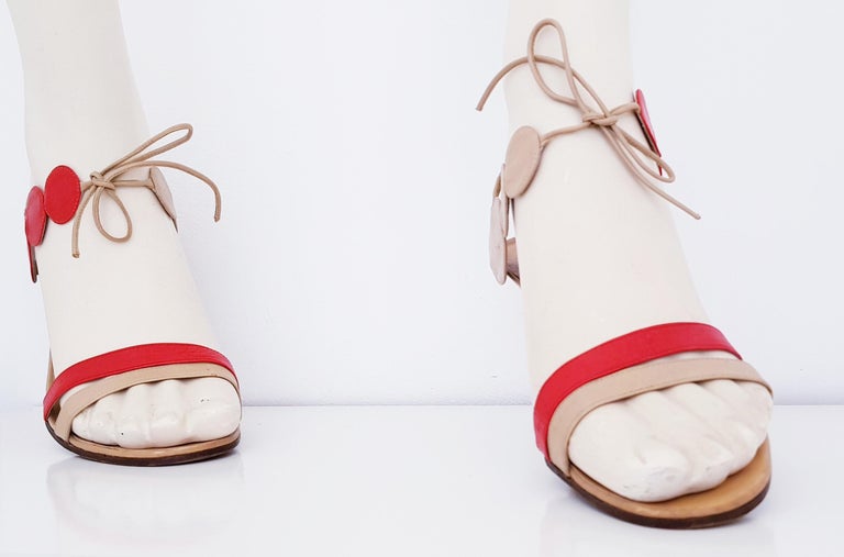 Dalco' Roma for Valentino Open High Heels circular red/beige design ...