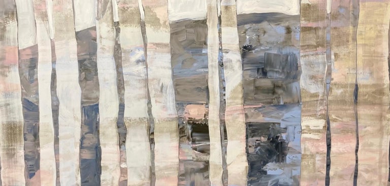 Dale Najarian - Winter Aspen Trees, Landscape, Oil on Canvas, Textured ...