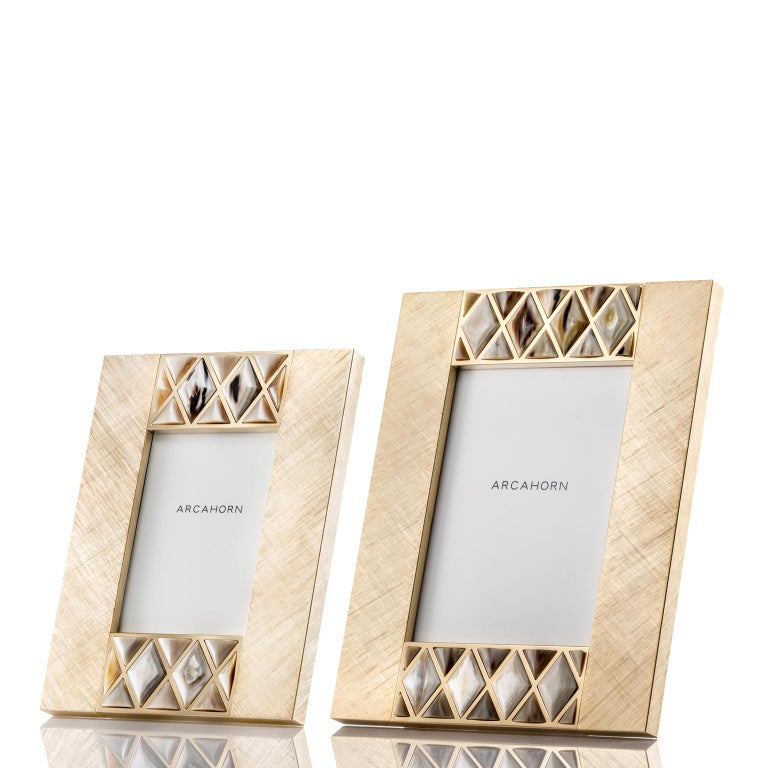 Dalila Picture Frame in Corno Italiano and Hand Engraved Gilded Brass ...