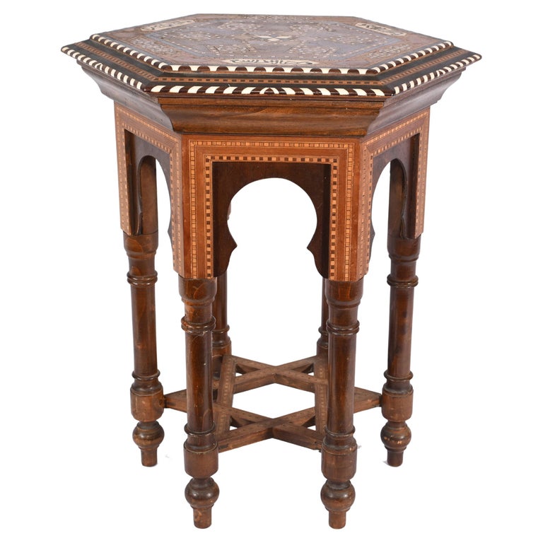 Damascan Side Table Octagonal Arabic Interiors Inlay at 1stDibs