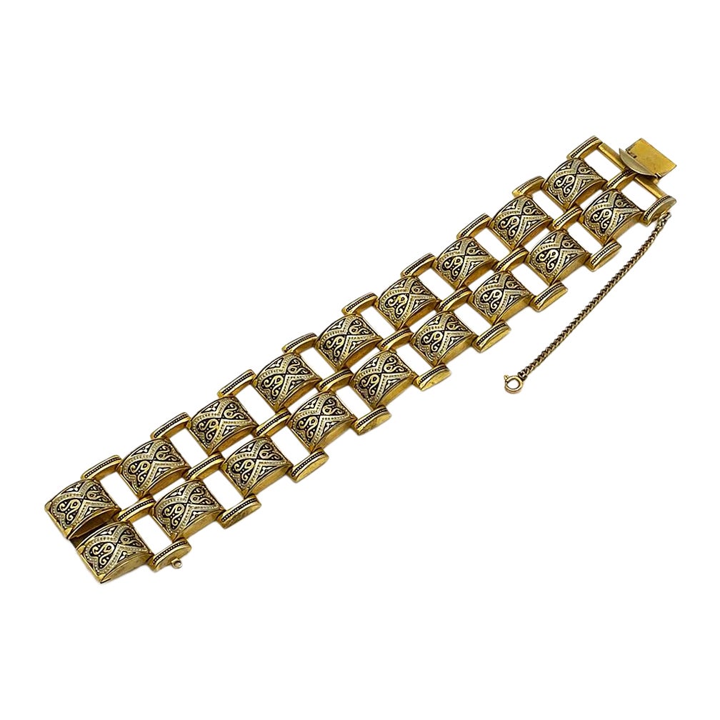 Damascene Double Row Link Bracelet For Sale at 1stDibs