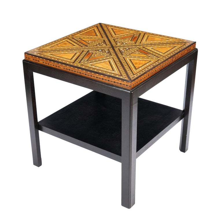 Damascus Inlaid Table Top on Custom Stand, '1900' For Sale at 1stDibs
