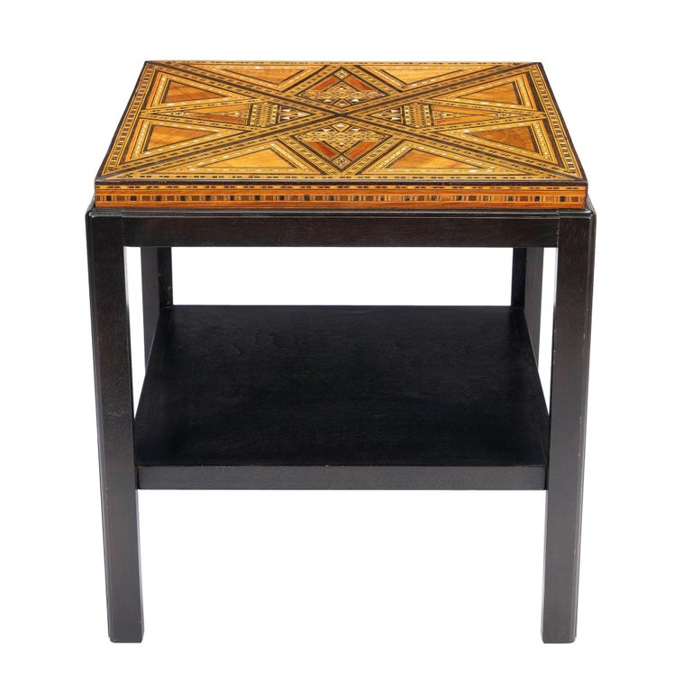Damascus Inlaid Table Top on Custom Stand, '1900' For Sale at 1stDibs